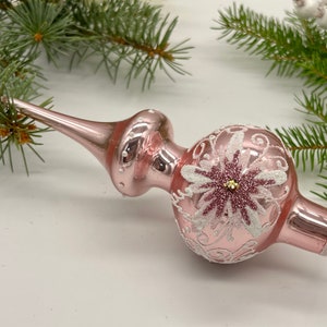 Small Pink Vintage Christmas Glass Tree Topper 7 Inches, Tree Topper ...