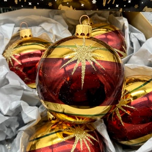 Christmas Set of 6 Glass Balls With Gifted Box Crafted Glass - Etsy