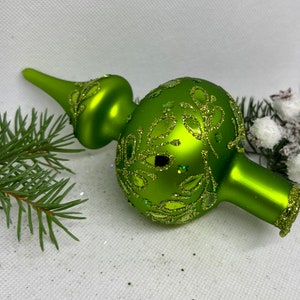 Small Green Matt Vintage Christmas Glass Tree Topper 7 Inches, Tree ...