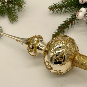Gold Christmas Glass Tree Topper 10 Inches, Tree Topper Antique ...