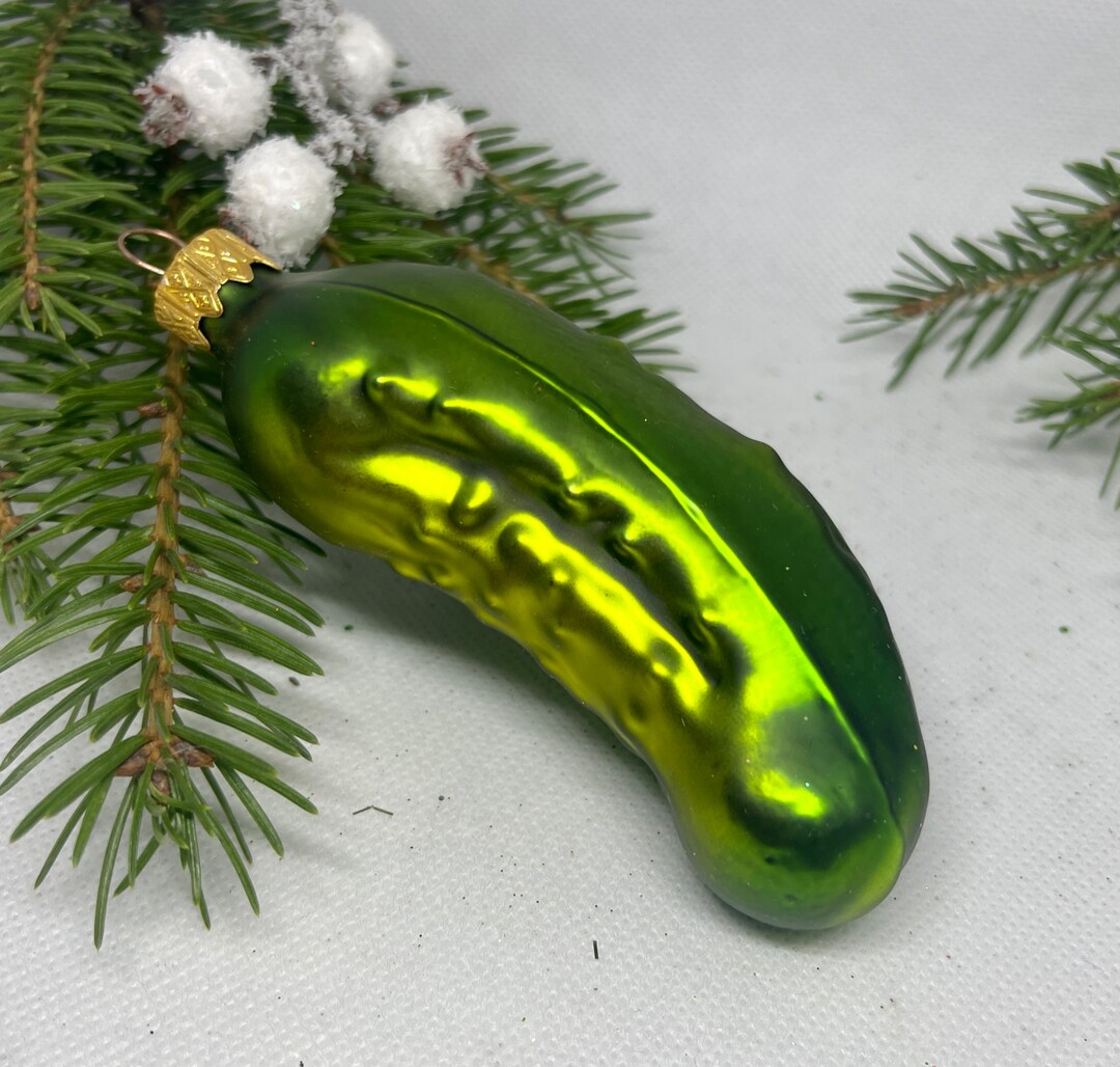 Cucumber Christmas Glass Ornament, Mouth Blown Handmade Glass Ornaments ...
