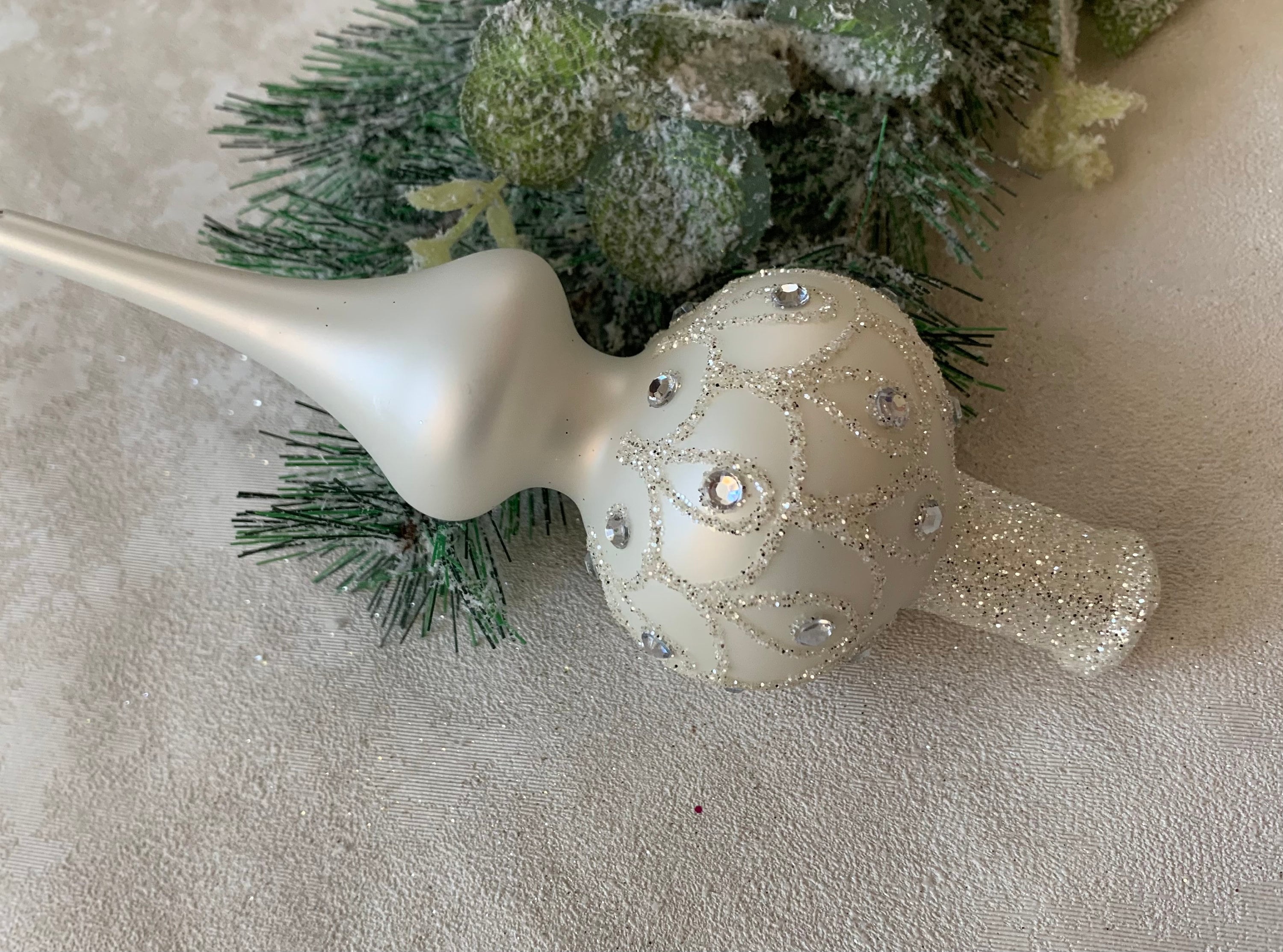 Small White Christmas Glass Tree Topper 8 Inches Tree Topper - Etsy