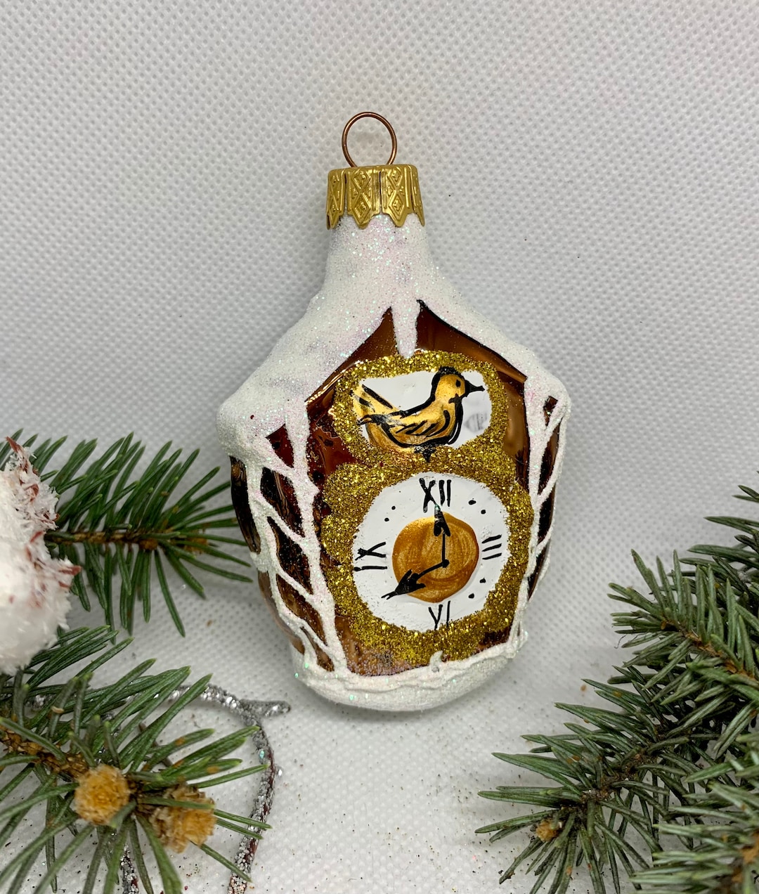 Clock Christmas Glass Ornament, Mouth Blown Handmade Glass Ornaments ...