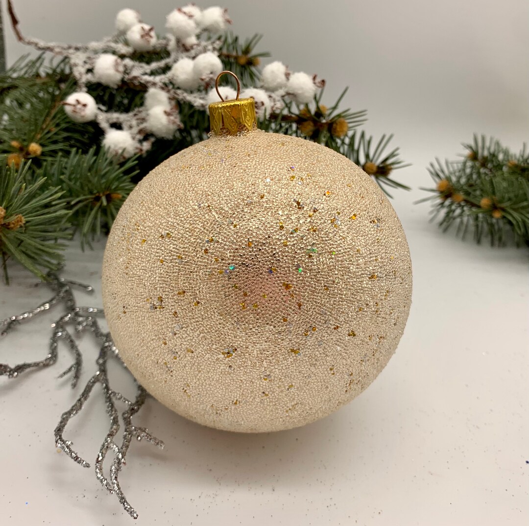 Big Glitted Christmas Glass Ball, XMAS Glass Ornament, Blown Glass ...