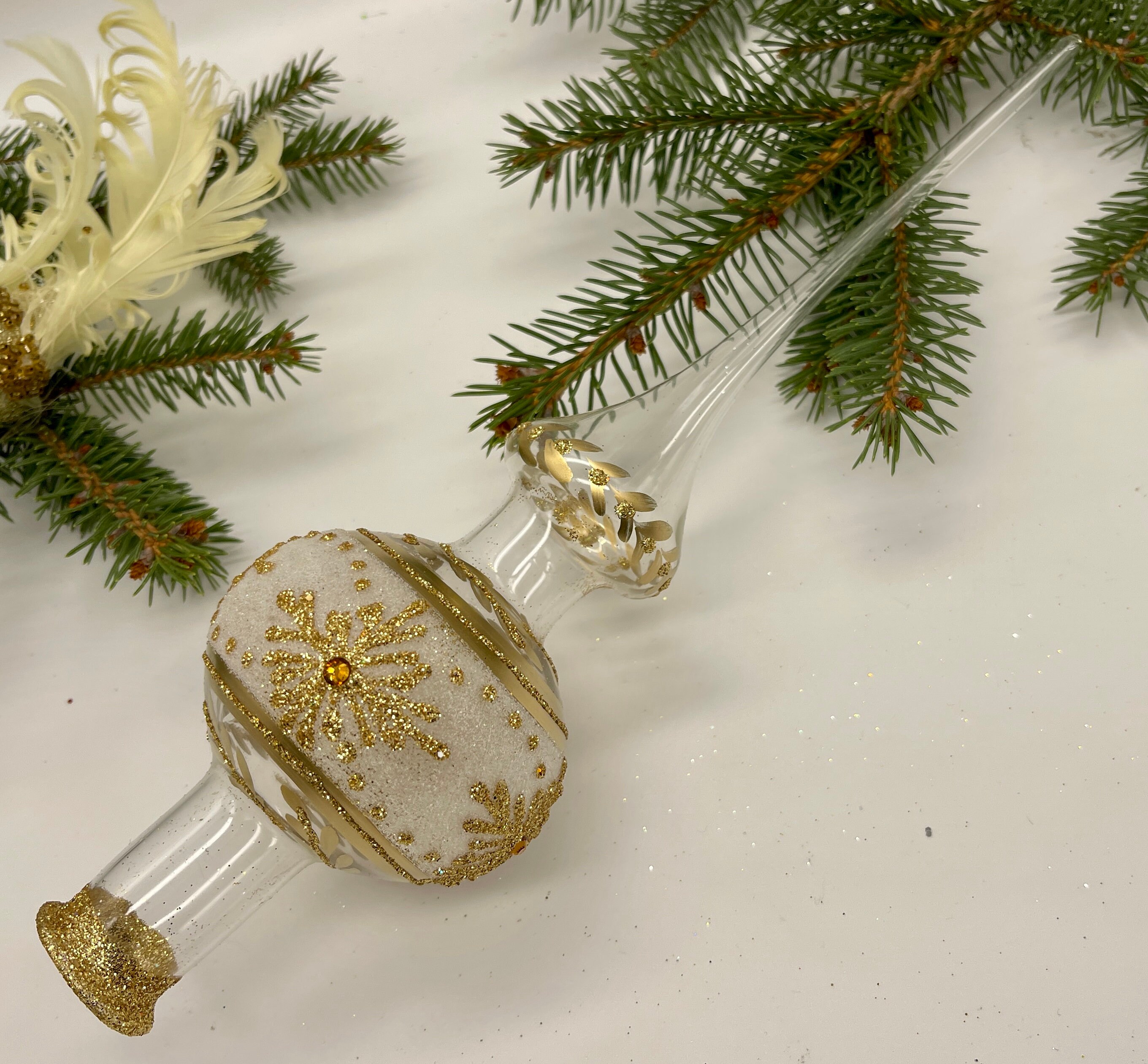 Vintage Christmas Glass Tree Topper 12 Inches, Stained Glass Tree Topper Antique Christmas ...