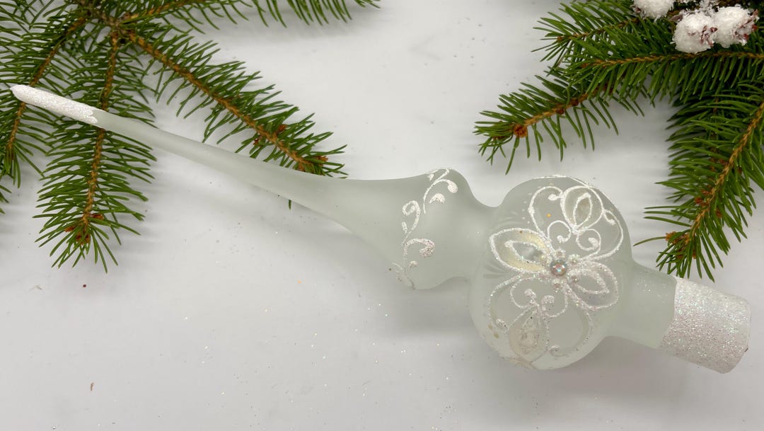 Vintage Transparent Christmas Glass Tree Topper 9 Inches, Tree Topper ...