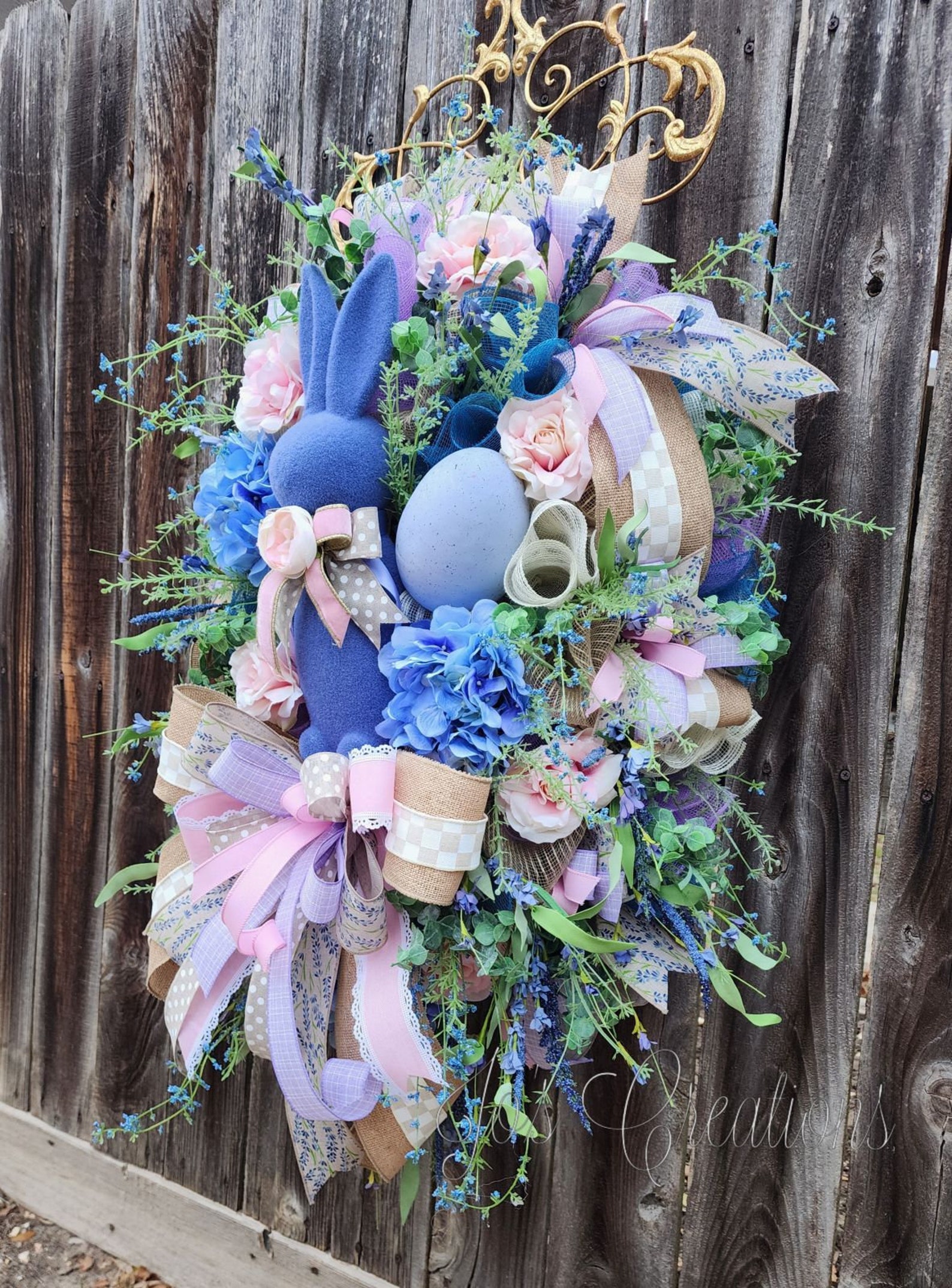 Flocked Bunny Wreath for Front Door Easter Bunny Porch - Etsy