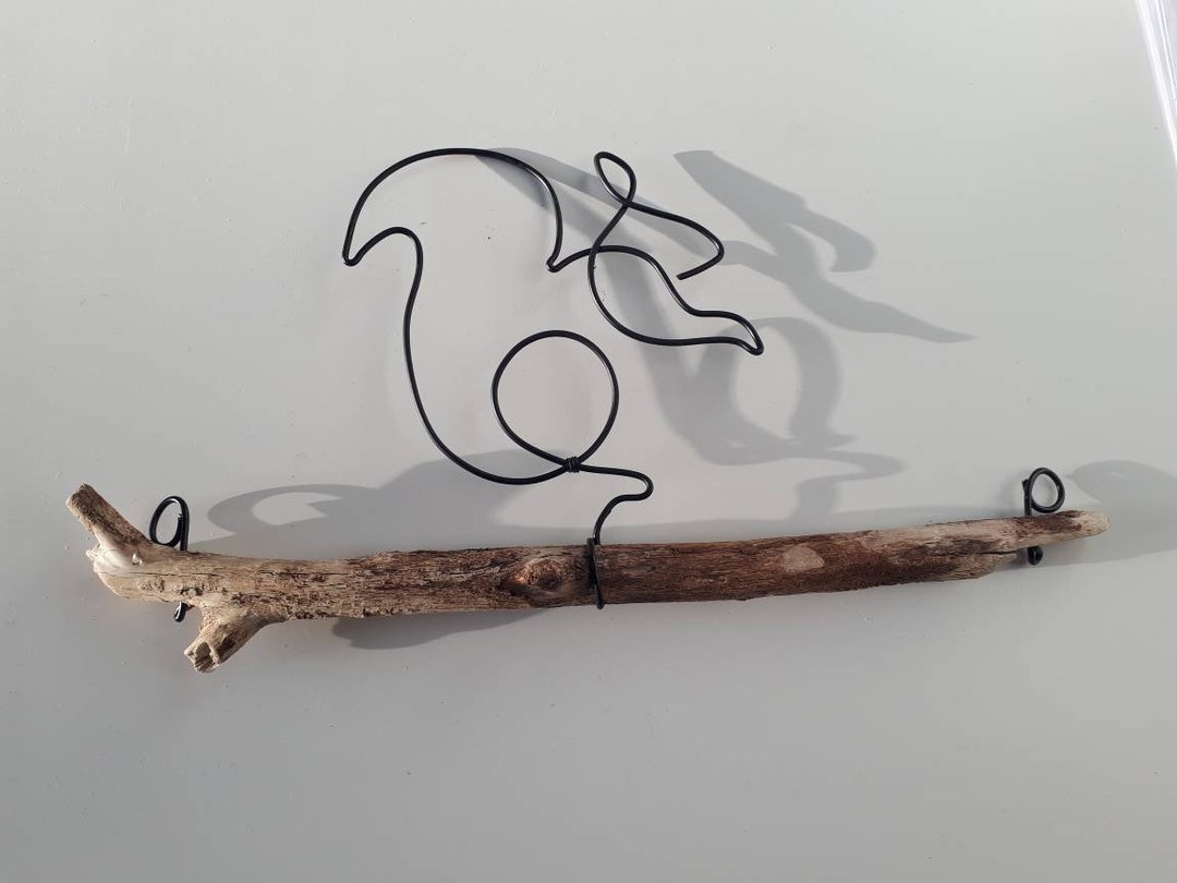 Wire Squirrel on Driftwood, Wall Decoration, Nature, Wall Decoration ...