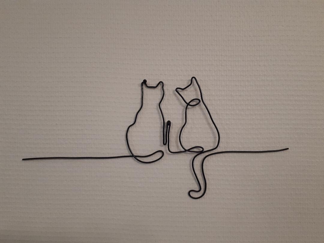 2 Wire Cats, Nature, Stylized, Wall Decoration, Abstract, Animals, Cat ...