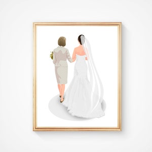 Personalised Mother of the Bride Gift - Custom Bridal Drawing - Wedding ...