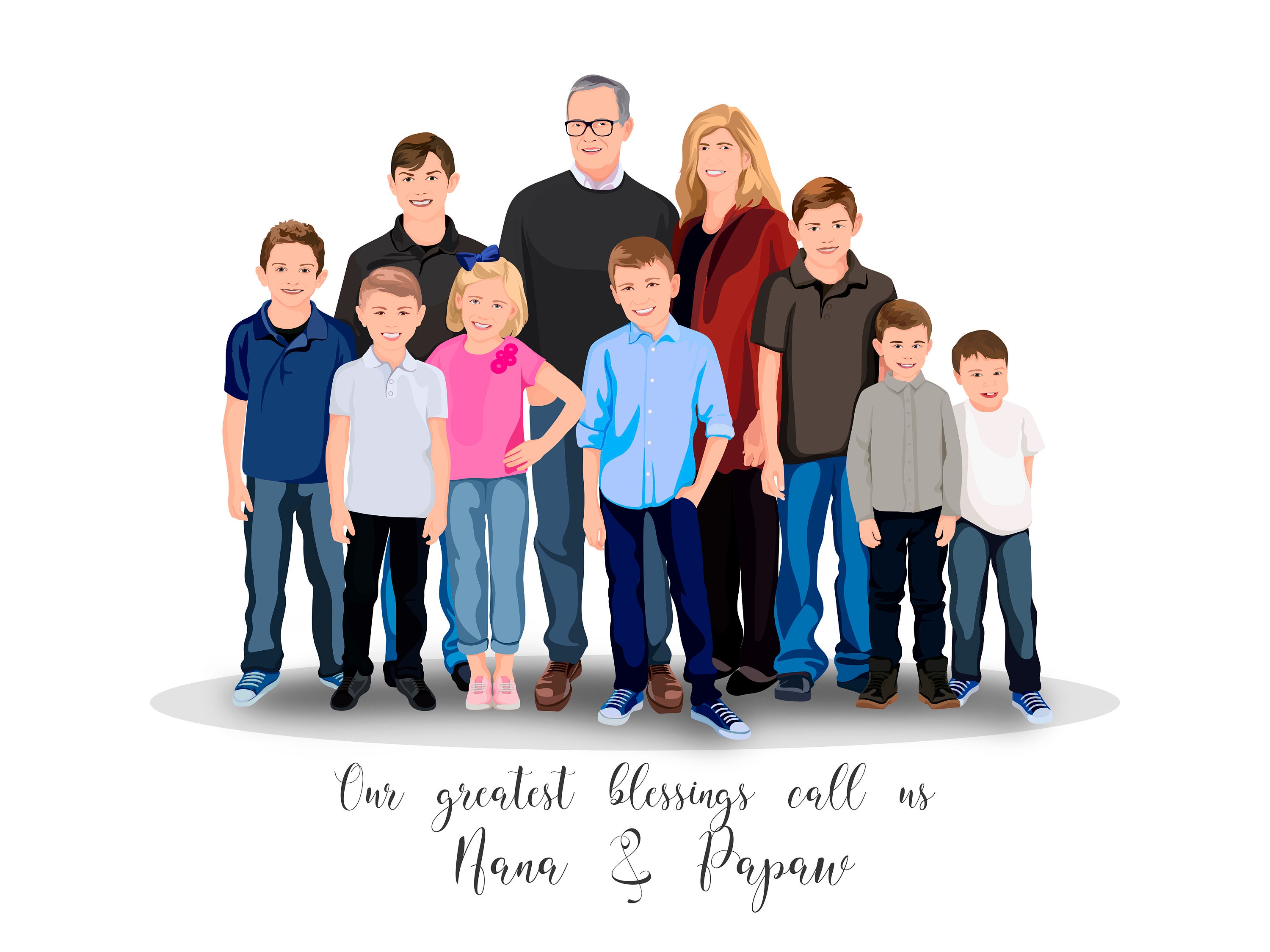 Custom Family Portrait Printable Family Portrait Cartoon | Etsy