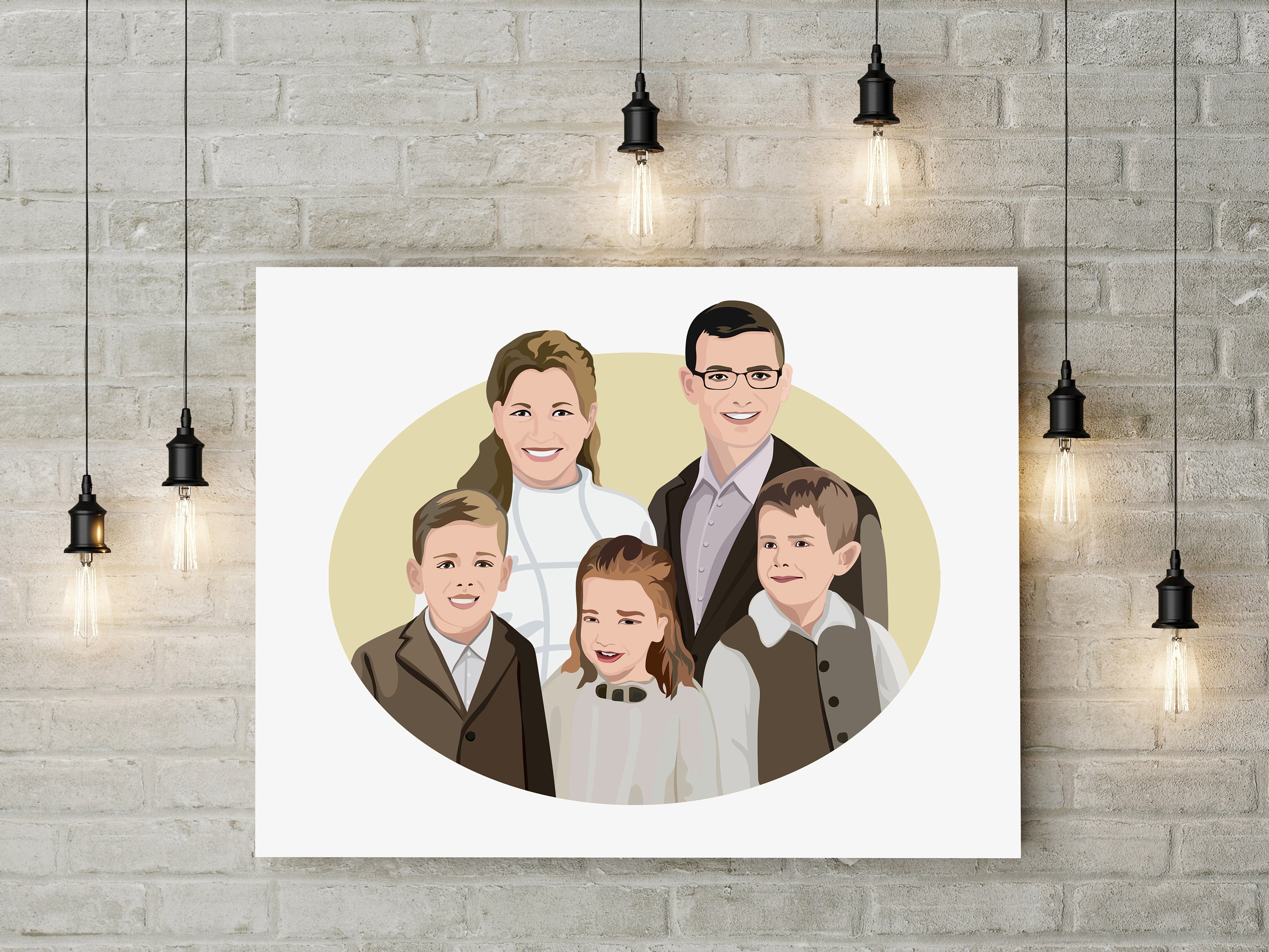 Custom Family Portrait Custom Digital Drawing Family Gift Birthday ...