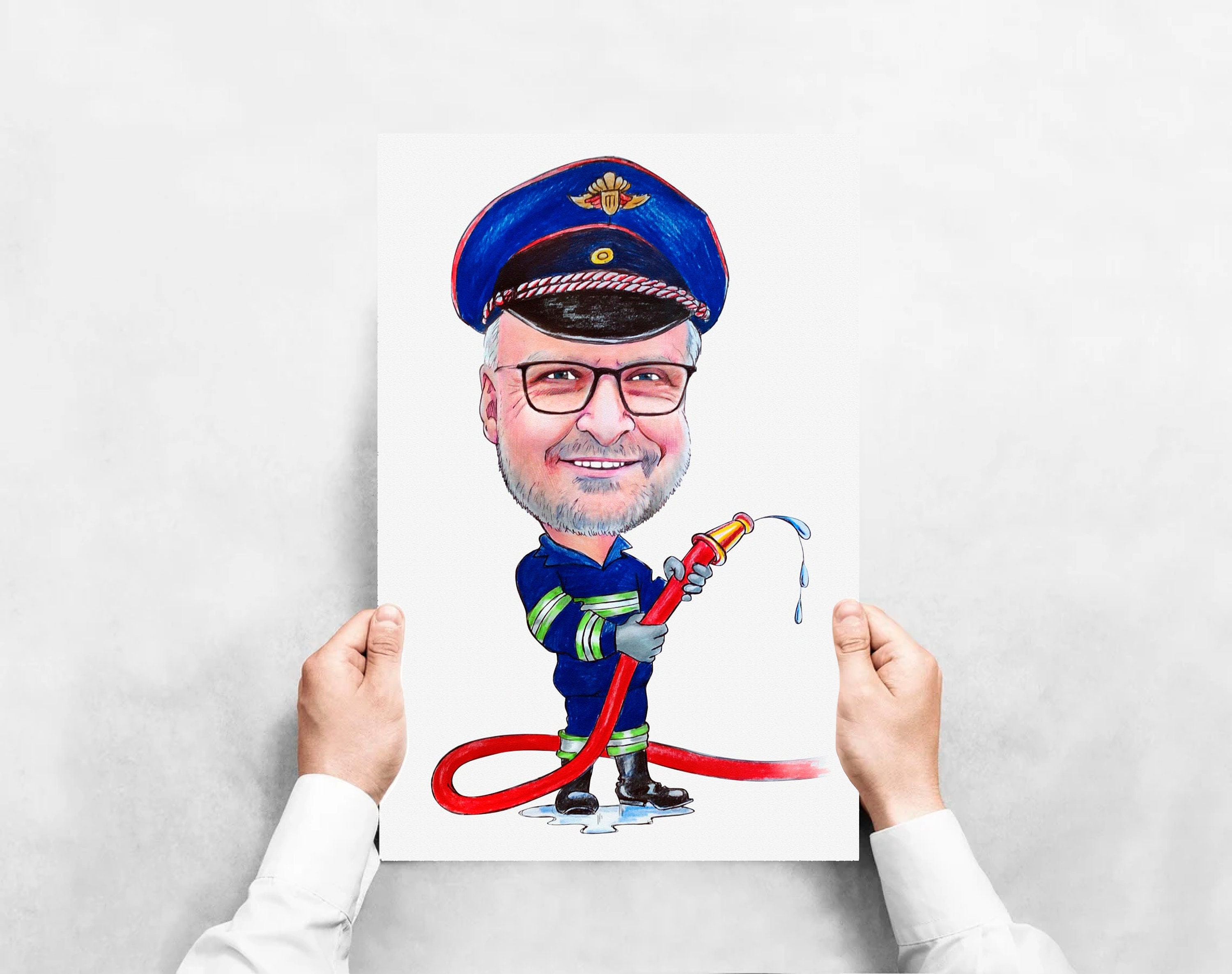 Cartoon Portrait for Fireman Cartoon Drawing Gift to the - Etsy