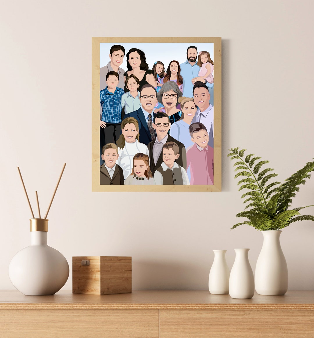 Custom Family Portrait PEOPLE Illustration for Extended Family ...