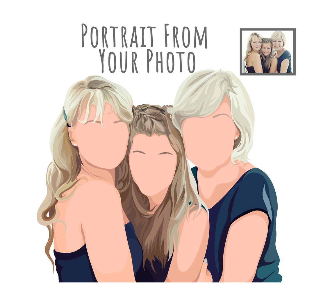 Custom Mother Day Portrait Art Commision Family Illustration Mothers ...