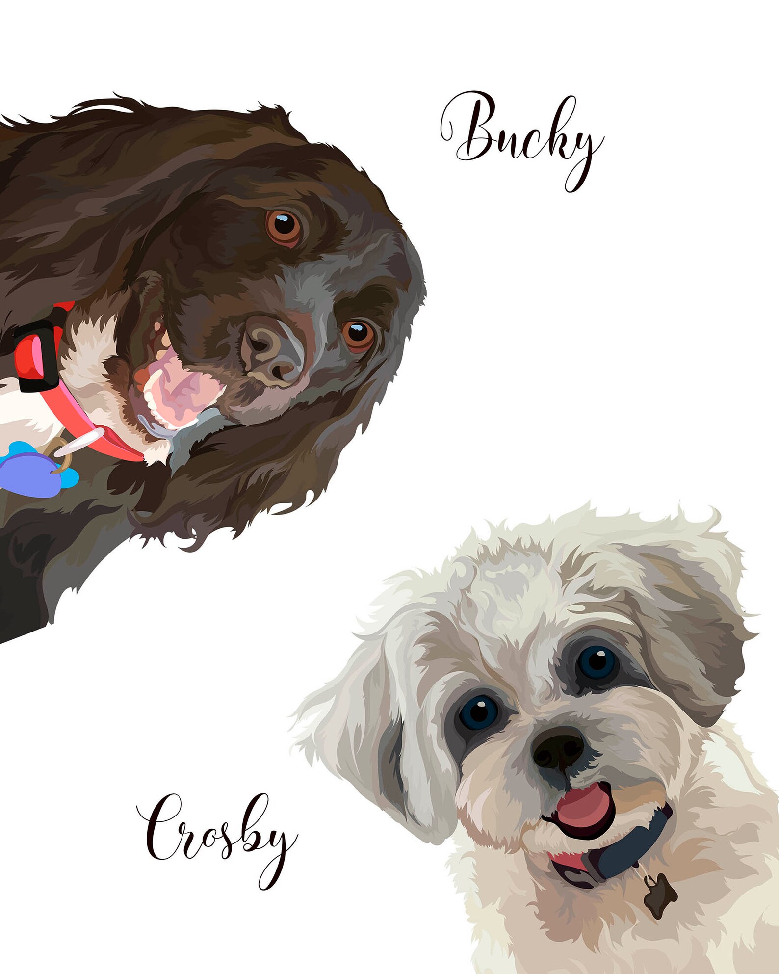 Pet Painting of 2 Dog Peekaboo Custom Pet Portrait Custom Dog Portrait ...