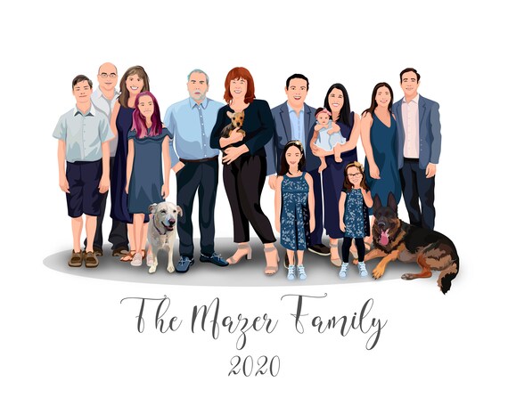 Custom Family Portrait Printable Family Portrait Family Gift | Etsy