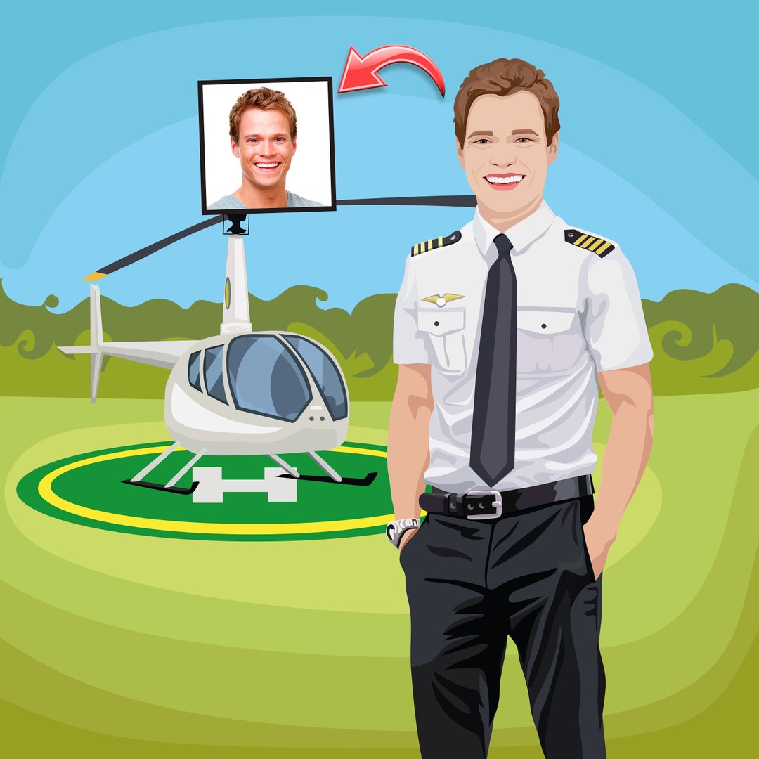 Pilot Gift - Custom Portrait From Your Photo - Funny Gift for Pilot ...