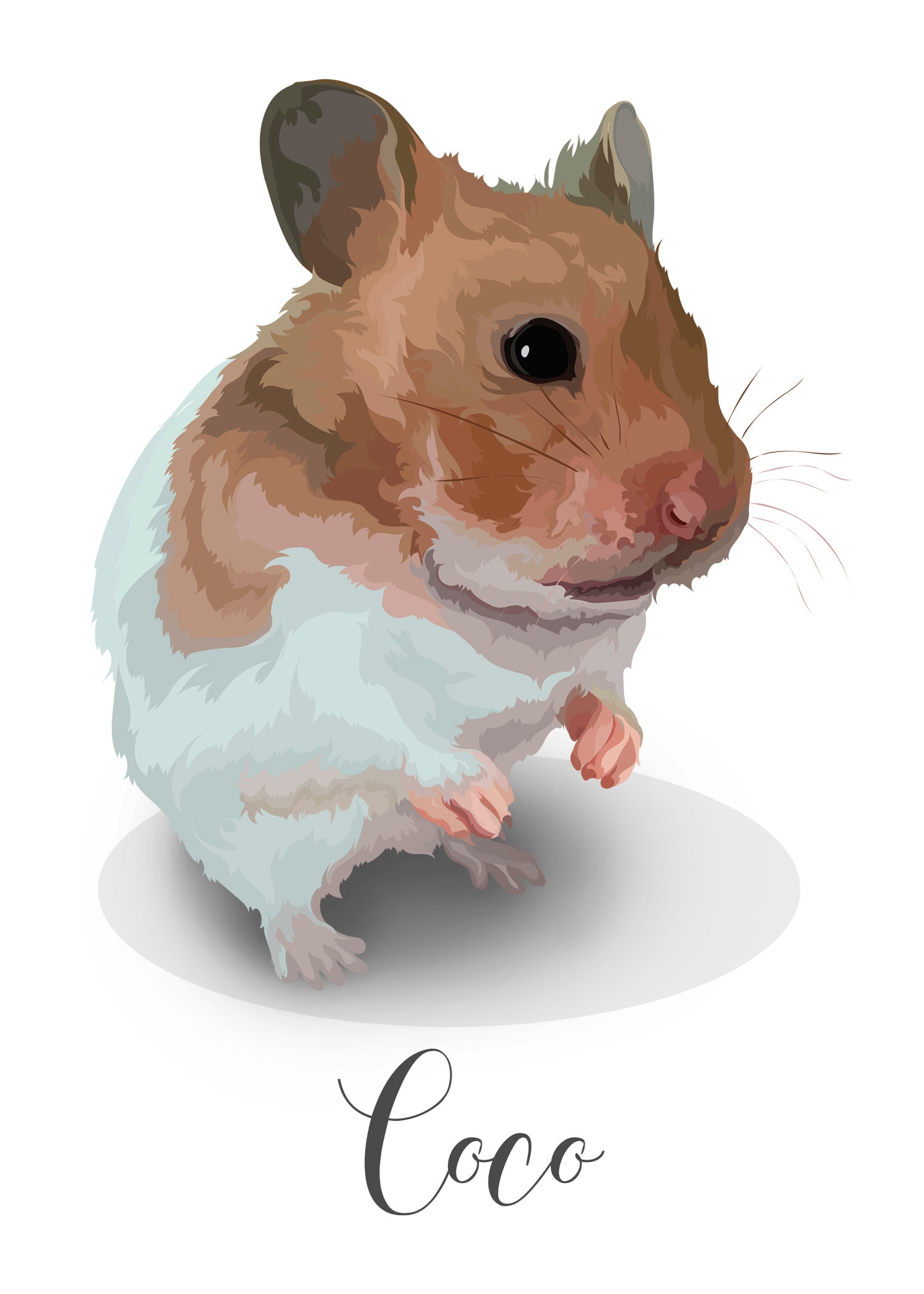Personalized Pet Portrait Hamster Portrait Illustration | Etsy