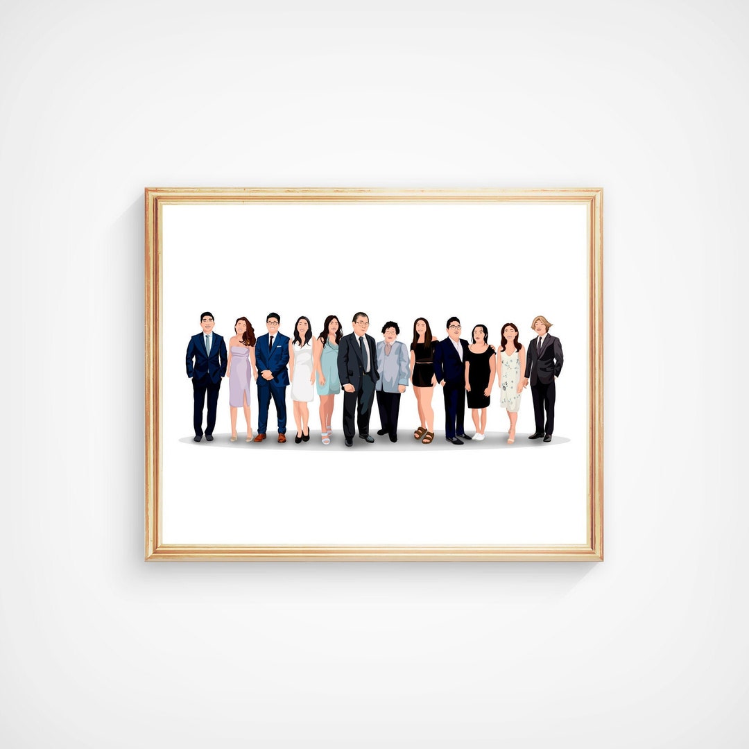 Custom Family Portrait With Children and Grandparents Personalized ...