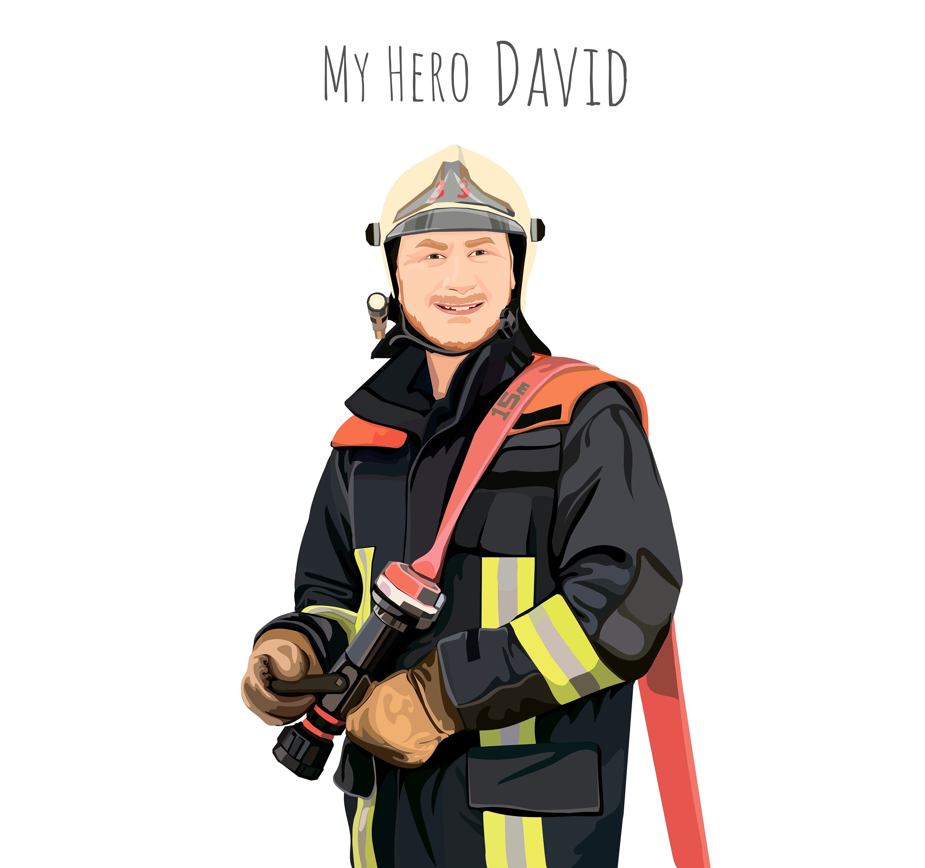 Cartoon Portrait for Fireman Cartoon Drawing Gift to the - Etsy