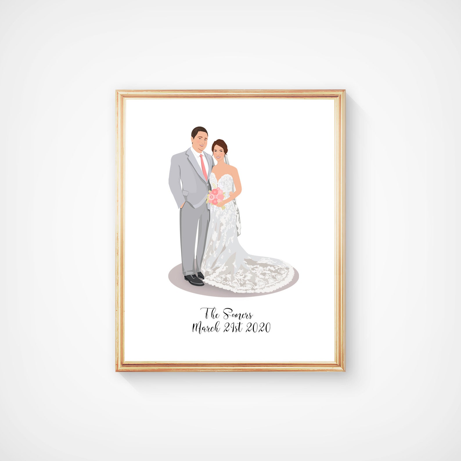Wedding Family Illustration Family Drawing Wedding Gift - Etsy