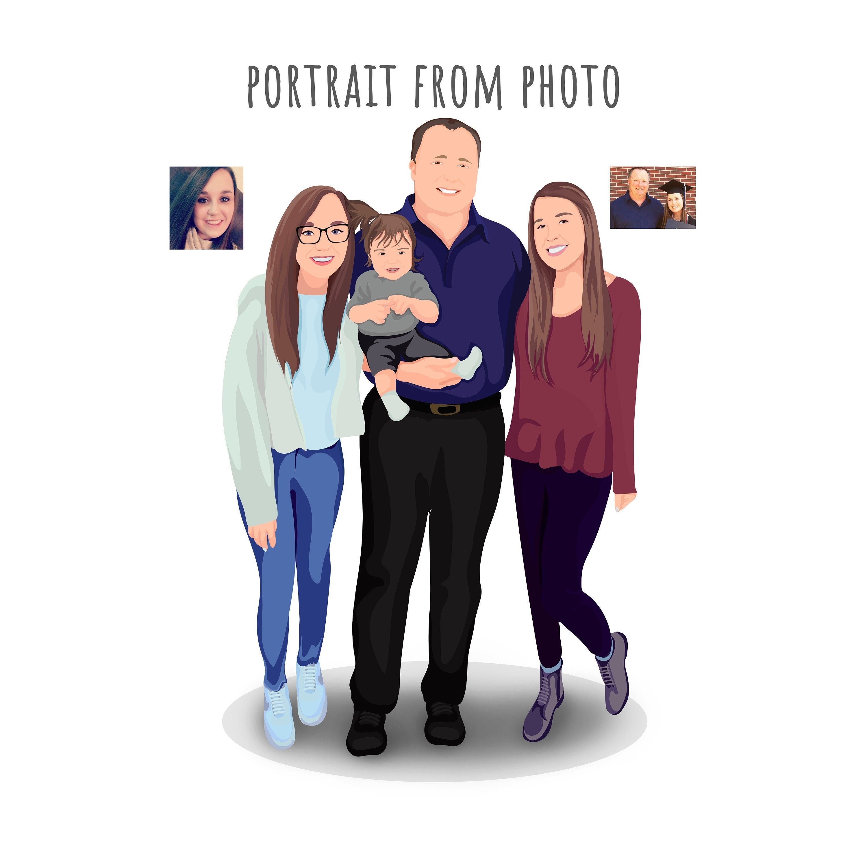 Fathers Day Custom Portrait Personalized Father Gift From - Etsy
