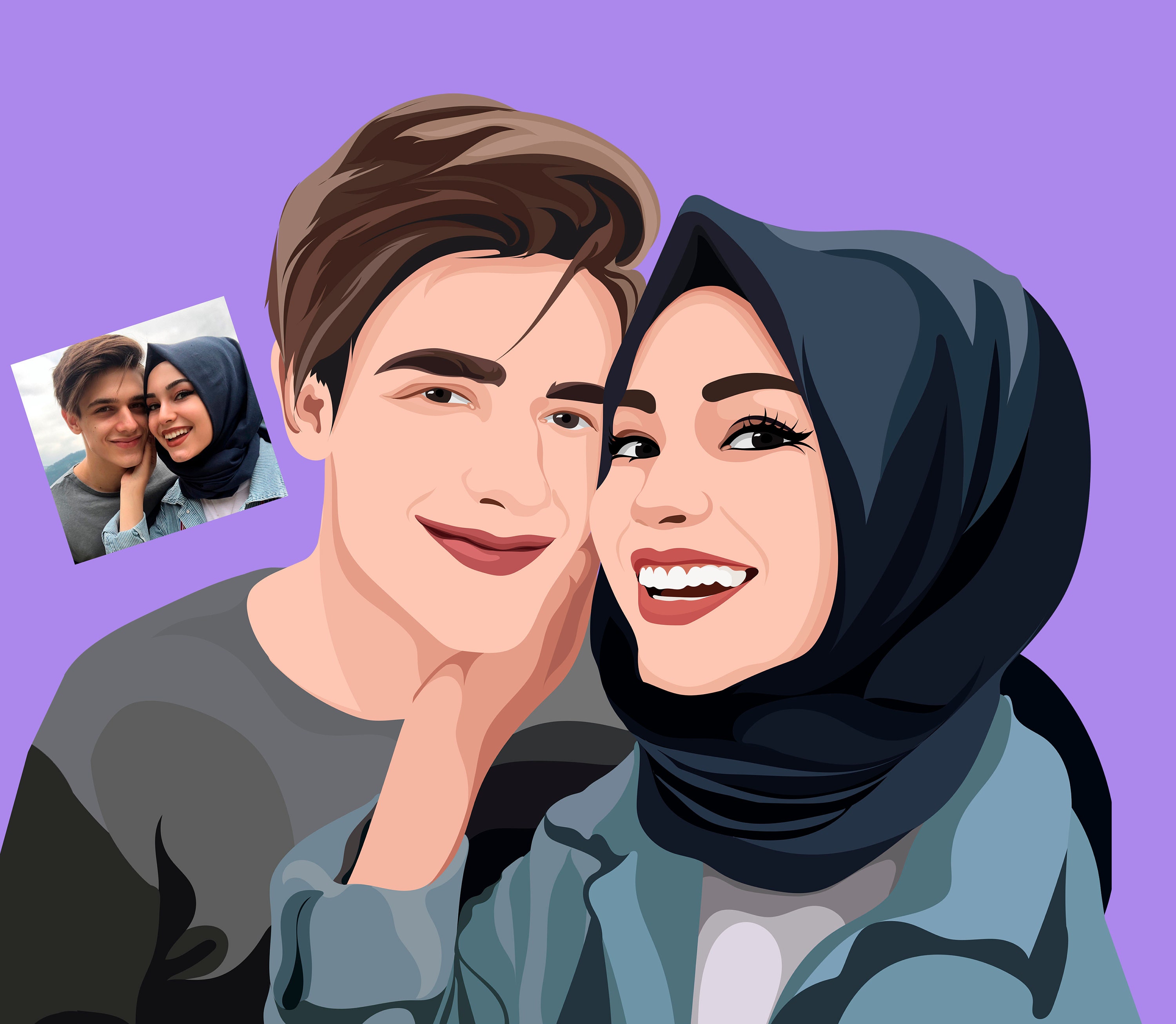 Custom Digital Illustration - Digital Portrait From Photo - Etsy