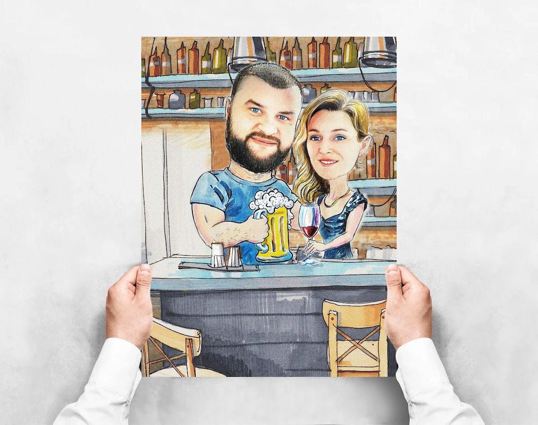 Bartender Gift - Custom Caricature Portrait From Photo - Mixologist ...