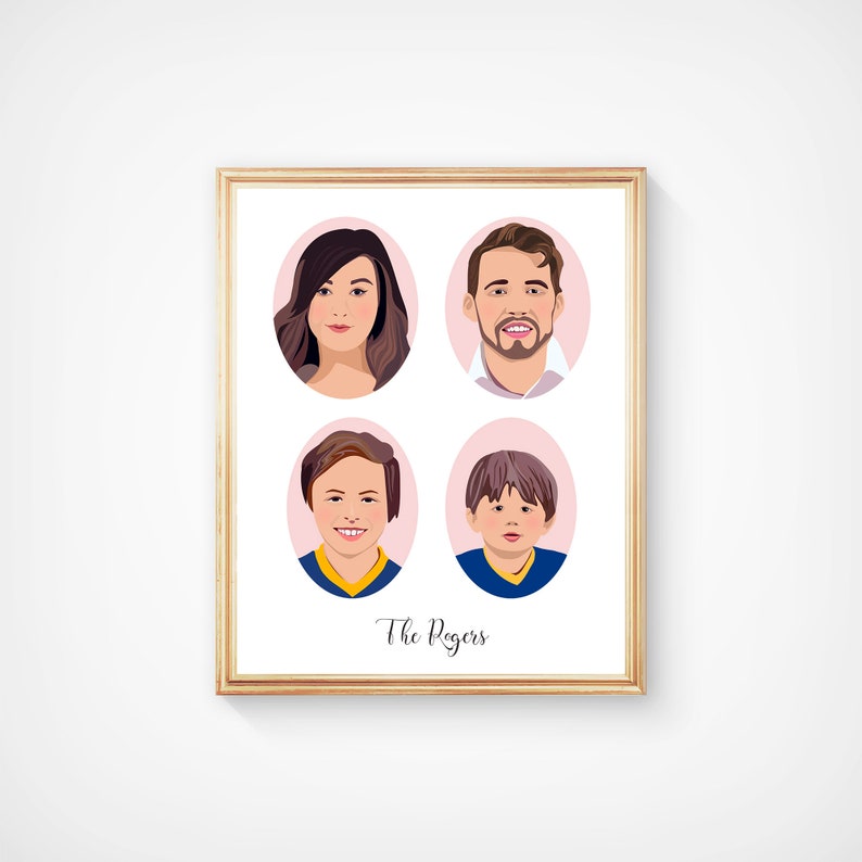 Personalized Family Drawing Family Portrait Illustration With - Etsy