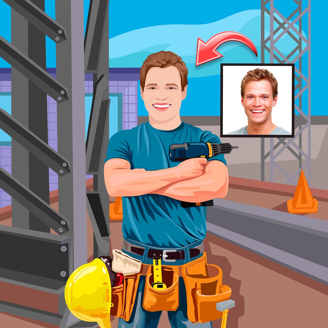 Ironworker Gift - Custom Caricature Portrait From Your Photo ...