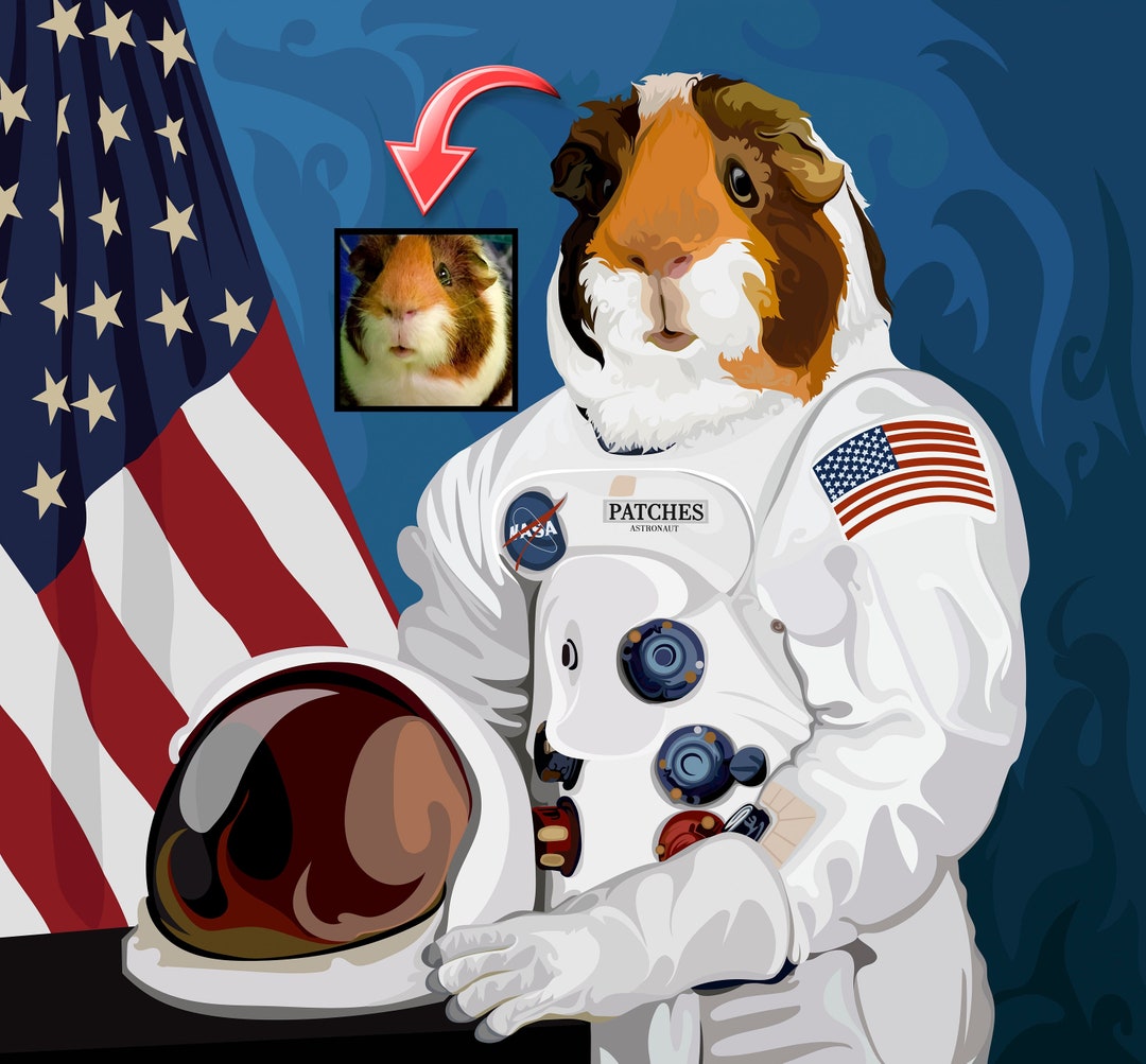 Guinea Pig the Astronaut Digital Portrait - Guinea Pig Austronaut ...