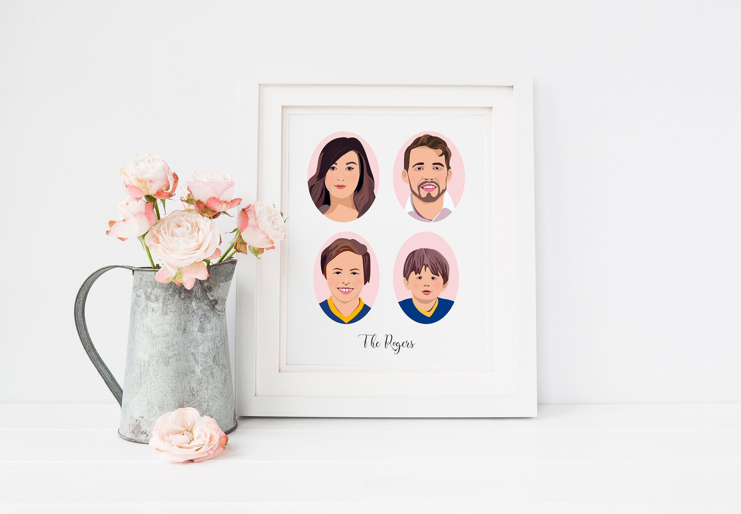 Personalized Family Drawing Family Portrait Illustration With - Etsy