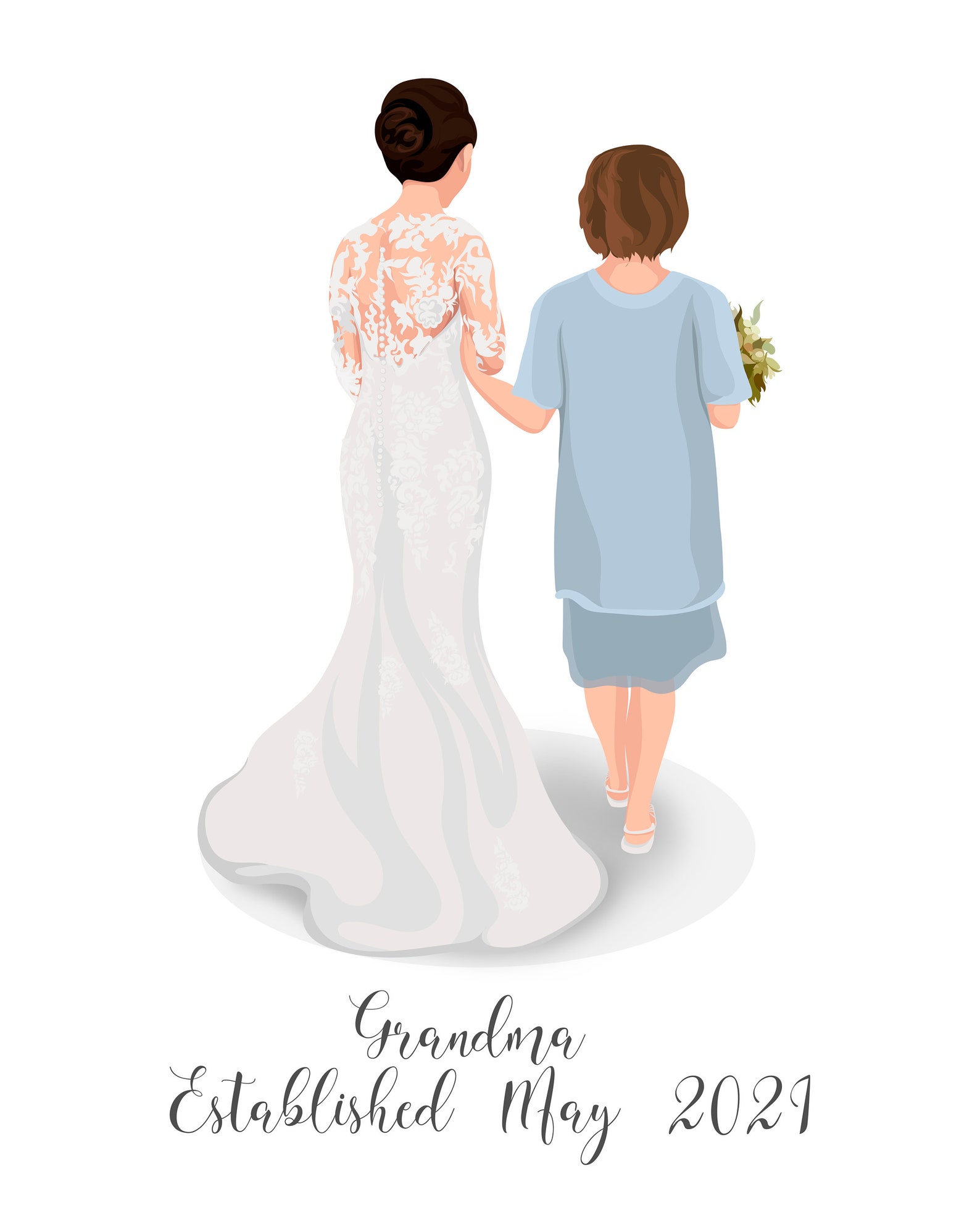 Personalised Mother of the Bride Gift - Custom Bridal Drawing - Wedding ...