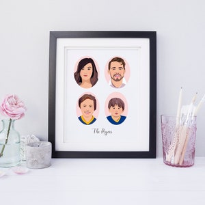 Personalized Family Drawing Family Portrait Illustration With Pets ...