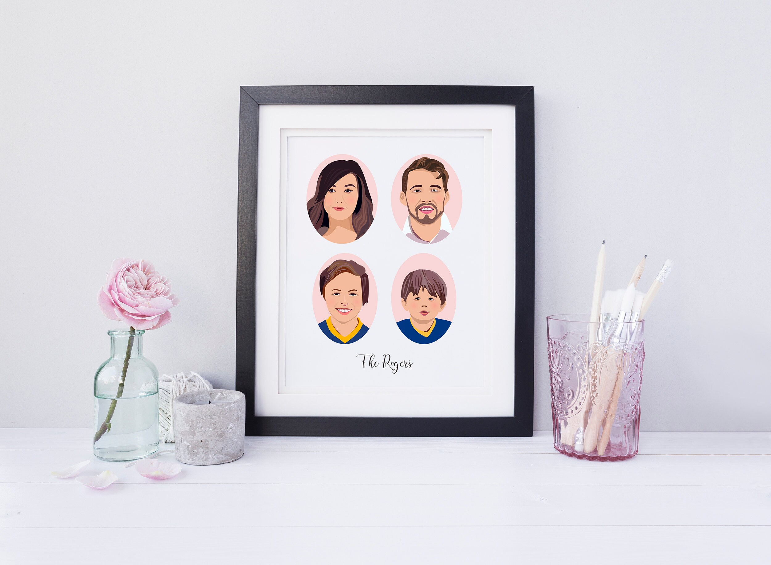 Personalized Family Drawing Family Portrait Illustration With - Etsy