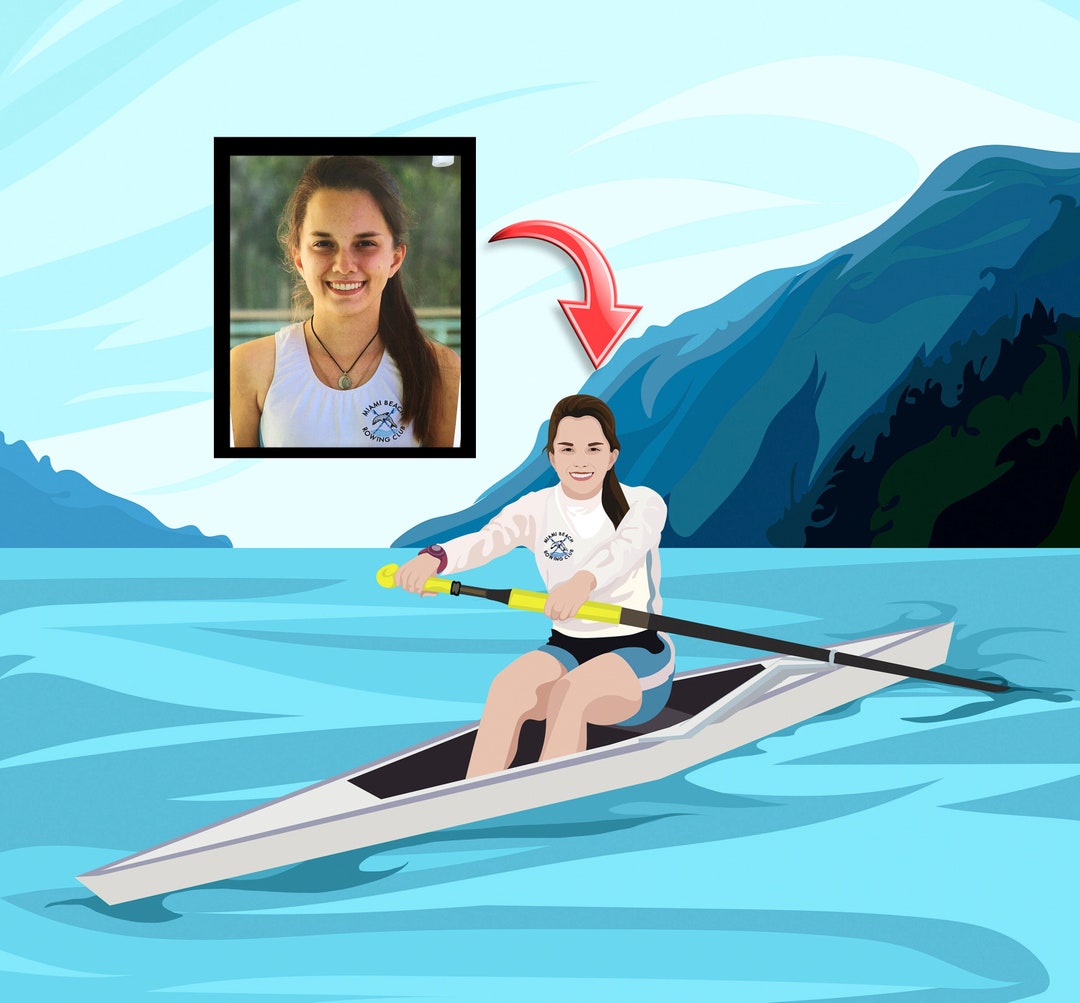Rowing Gift - Custom Portrait From Photo - Rower Gift - Rowing Team Gift - Rowing Coach - Rowing ...