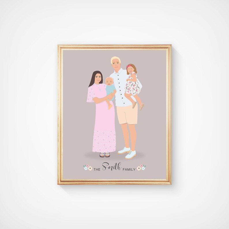 Custom Portrait Custom Family Illustration Family Portrait - Etsy