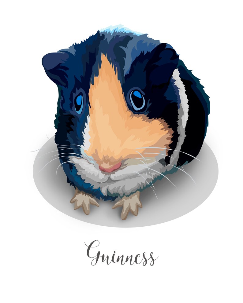 Custom Guinea Pig Portrait Pet Illustration Pet Gift Print Guinea Pig ...