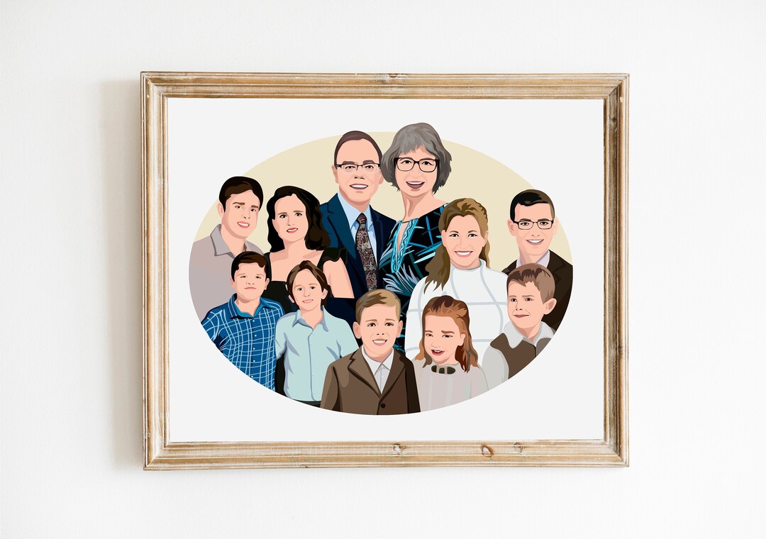 Custom Portrait People Family Portrait Custom Digital Drawing Family ...