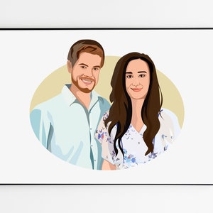Portrait Of 2 People Custom Couple Portrait From Photo | Etsy