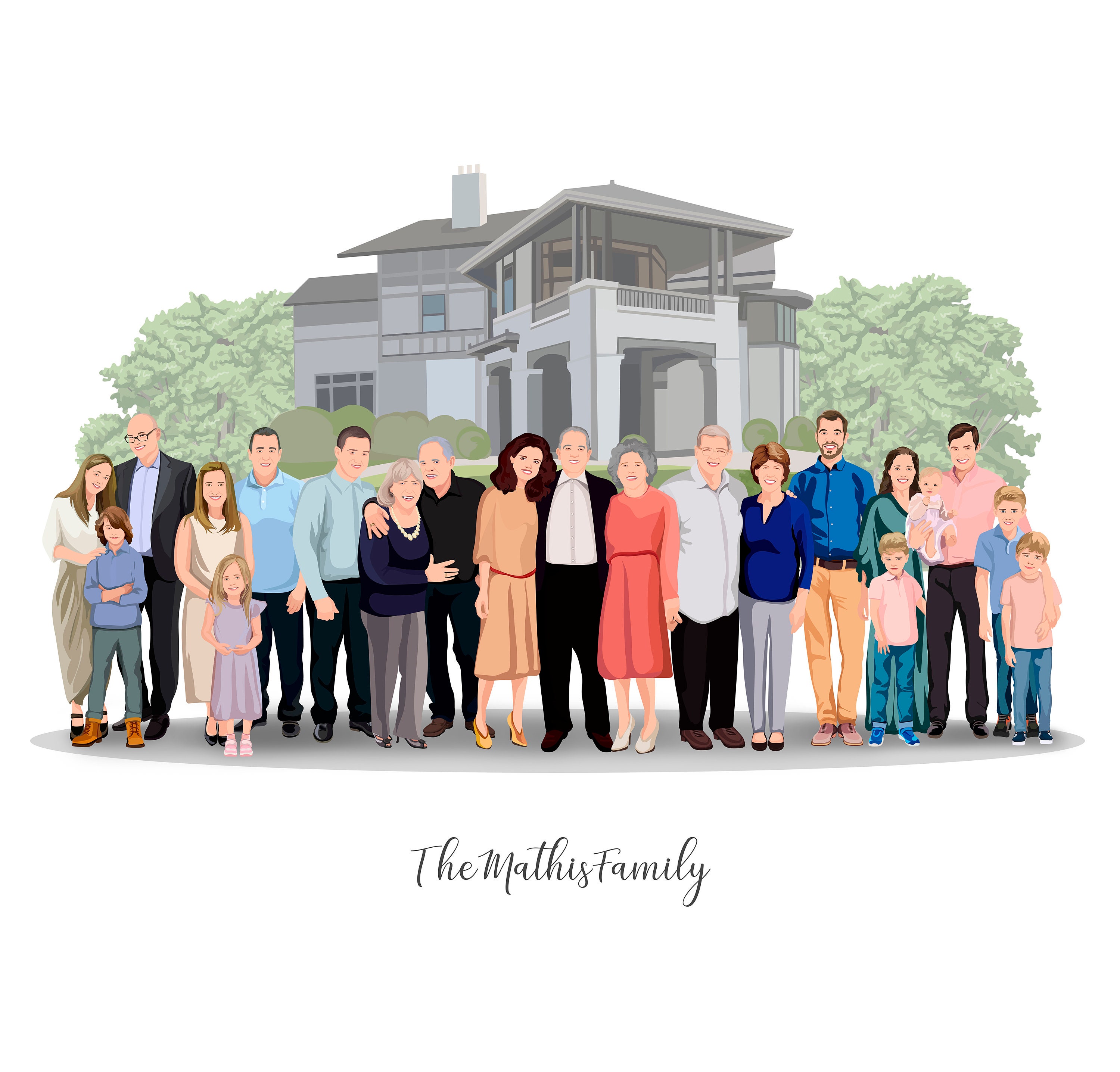 Custom Family Portrait People Printable Family Portrait | Etsy