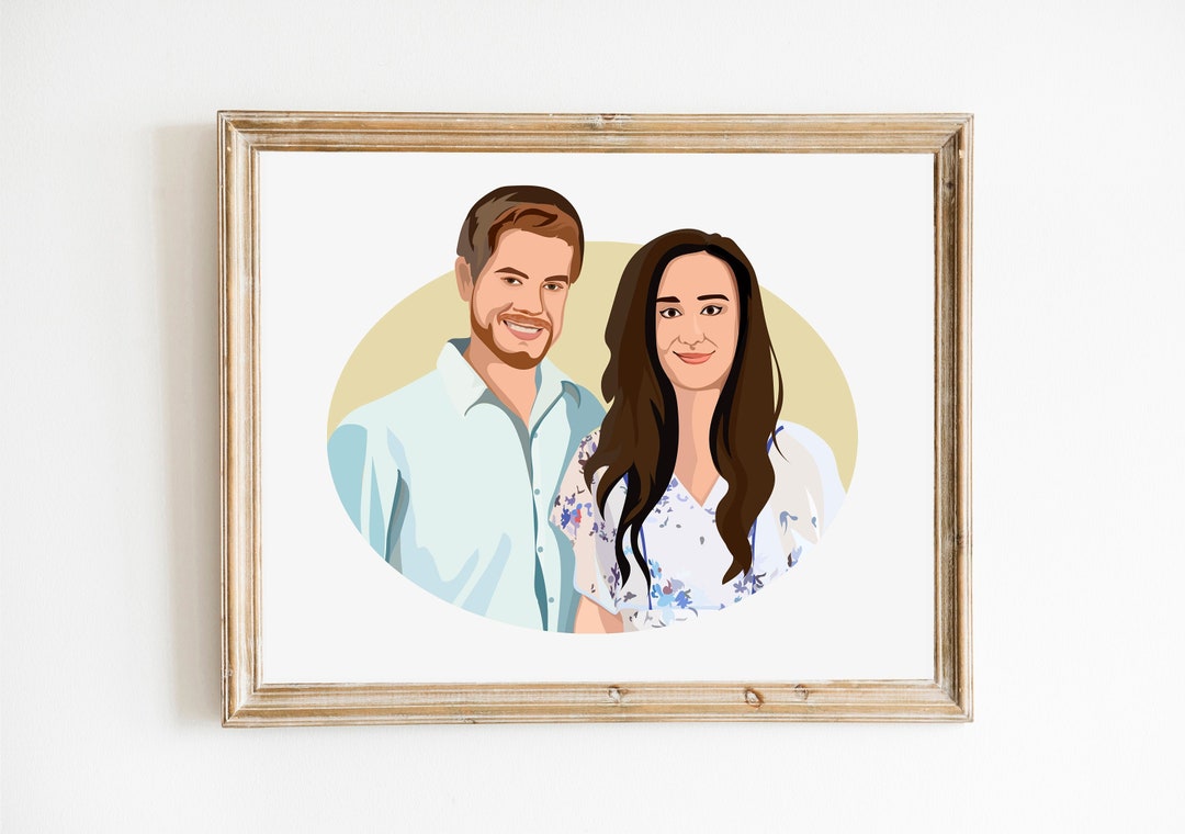 Portrait of 2 People - Custom Couple Portrait From Photo - Gift for ...