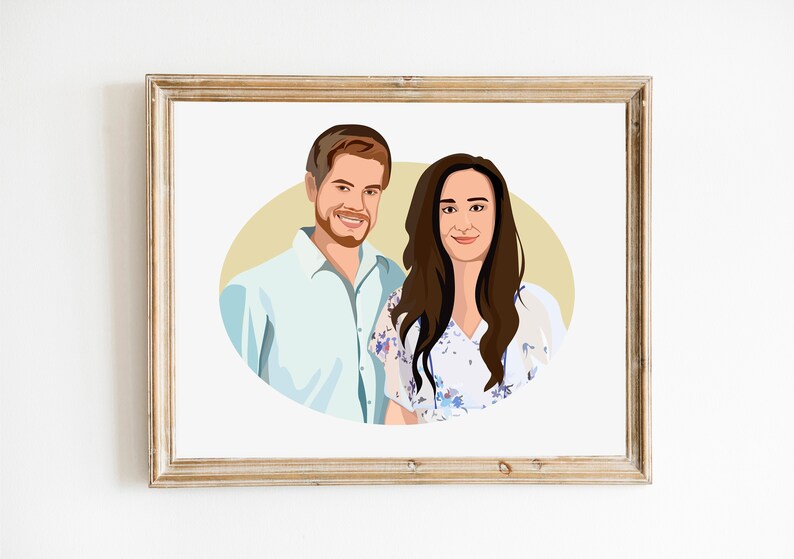 Portrait of 2 People - Custom Couple Portrait From Photo - Gift for ...