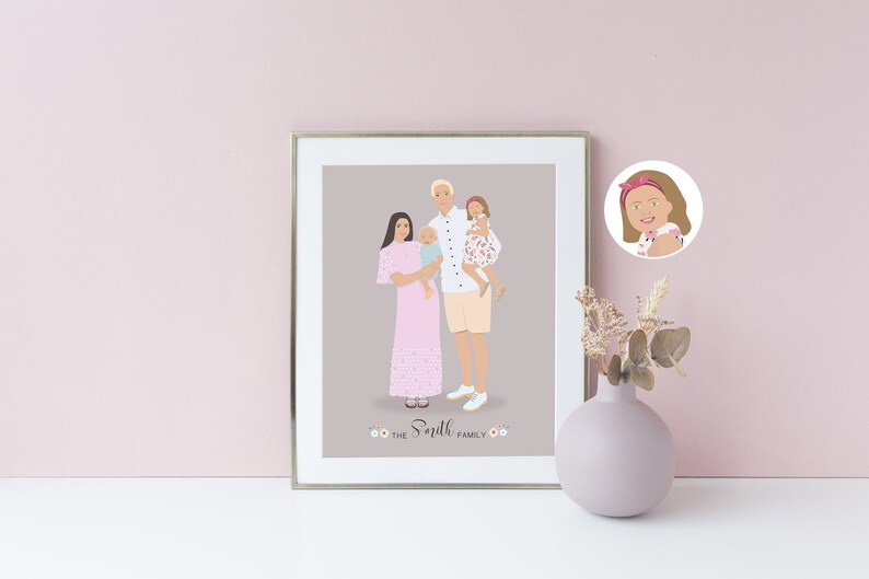 Custom Portrait Custom Family Illustration Family Portrait - Etsy