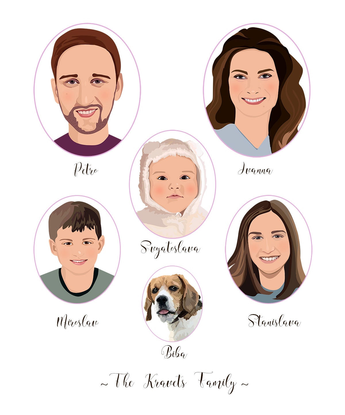 Personalized Family Drawing Family Portrait Illustration With - Etsy
