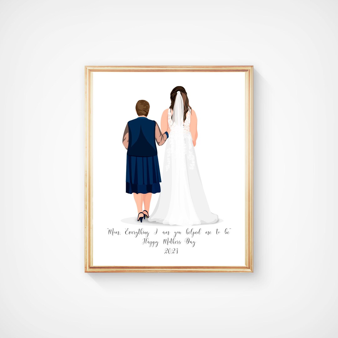 Personalised Mother of the Bride Gift - Custom Bridal Drawing - Wedding ...