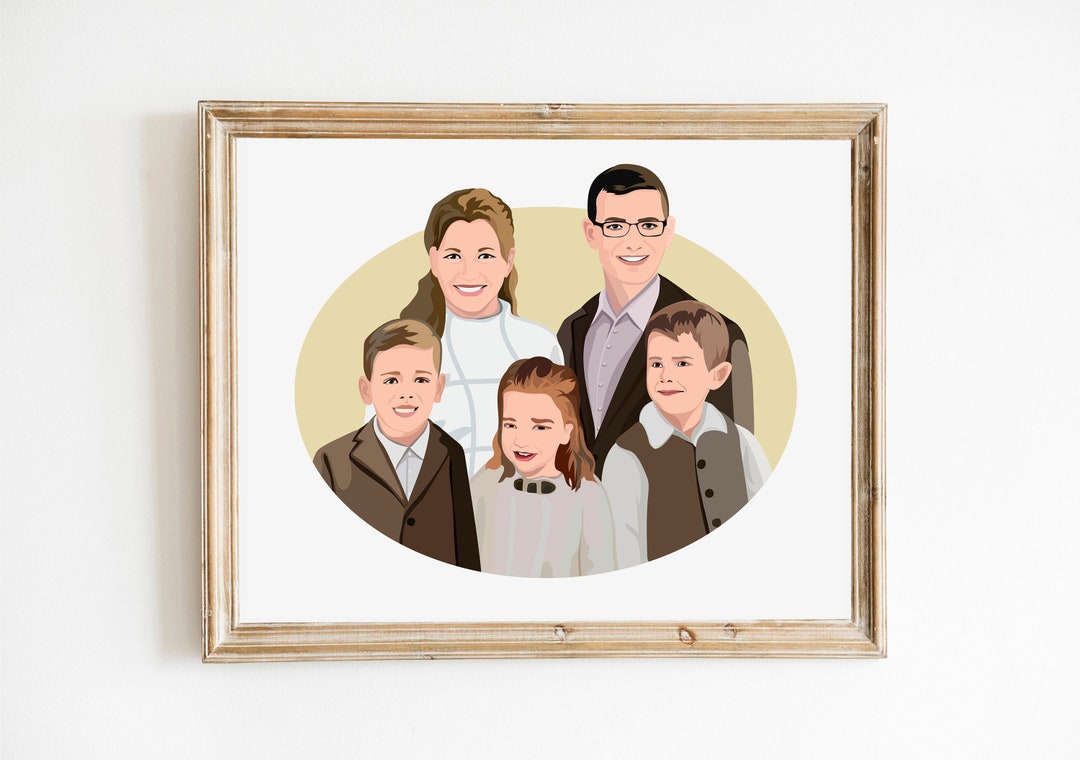 Custom Family Portrait Custom Digital Drawing Family Gift Birthday ...