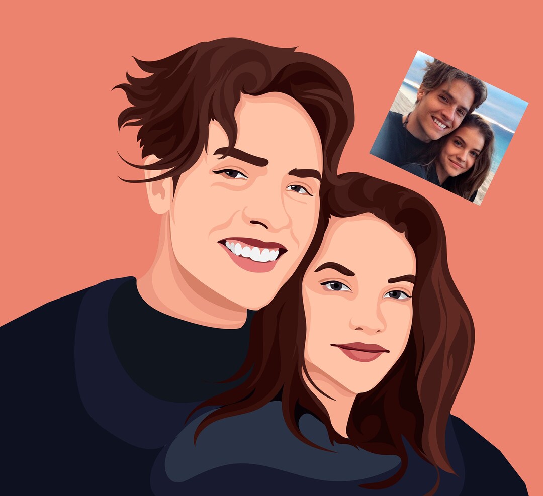 Custom Couple Portrait Digital Illustration Digital Portrait Etsy