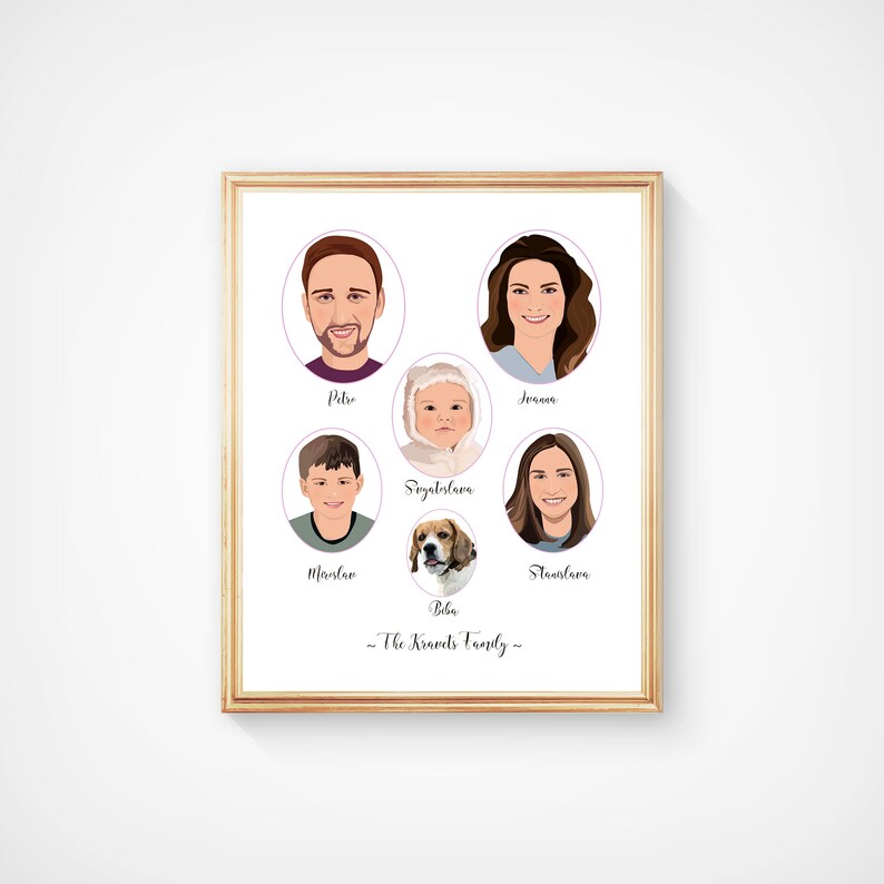 Personalized Family Drawing Family Portrait Illustration With - Etsy